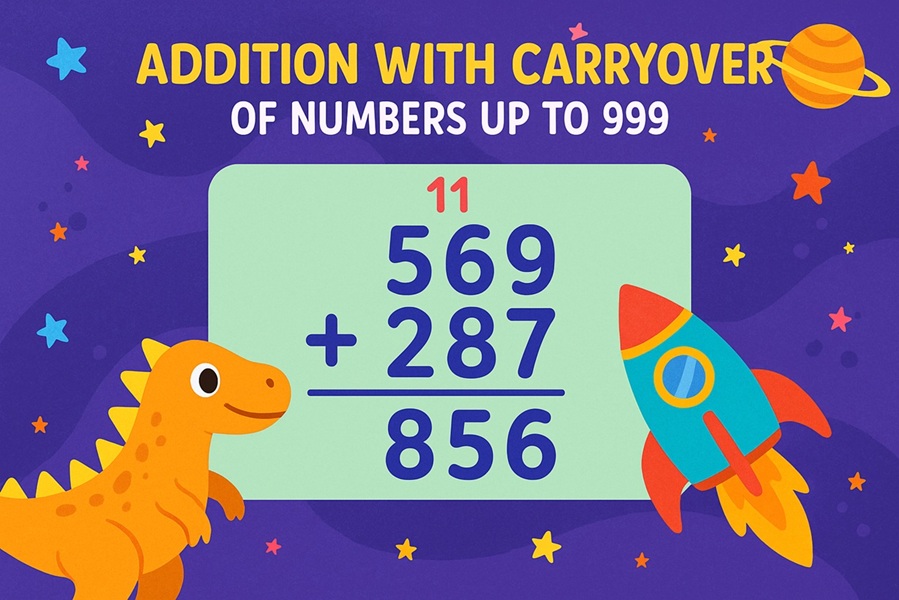 Addition with Carryover of Numbers up to 999 - PracticenLearn